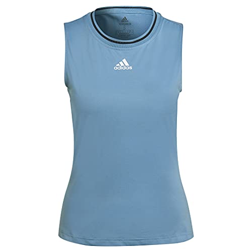 adidas womens Match Tank Hazy Blue/White Large
