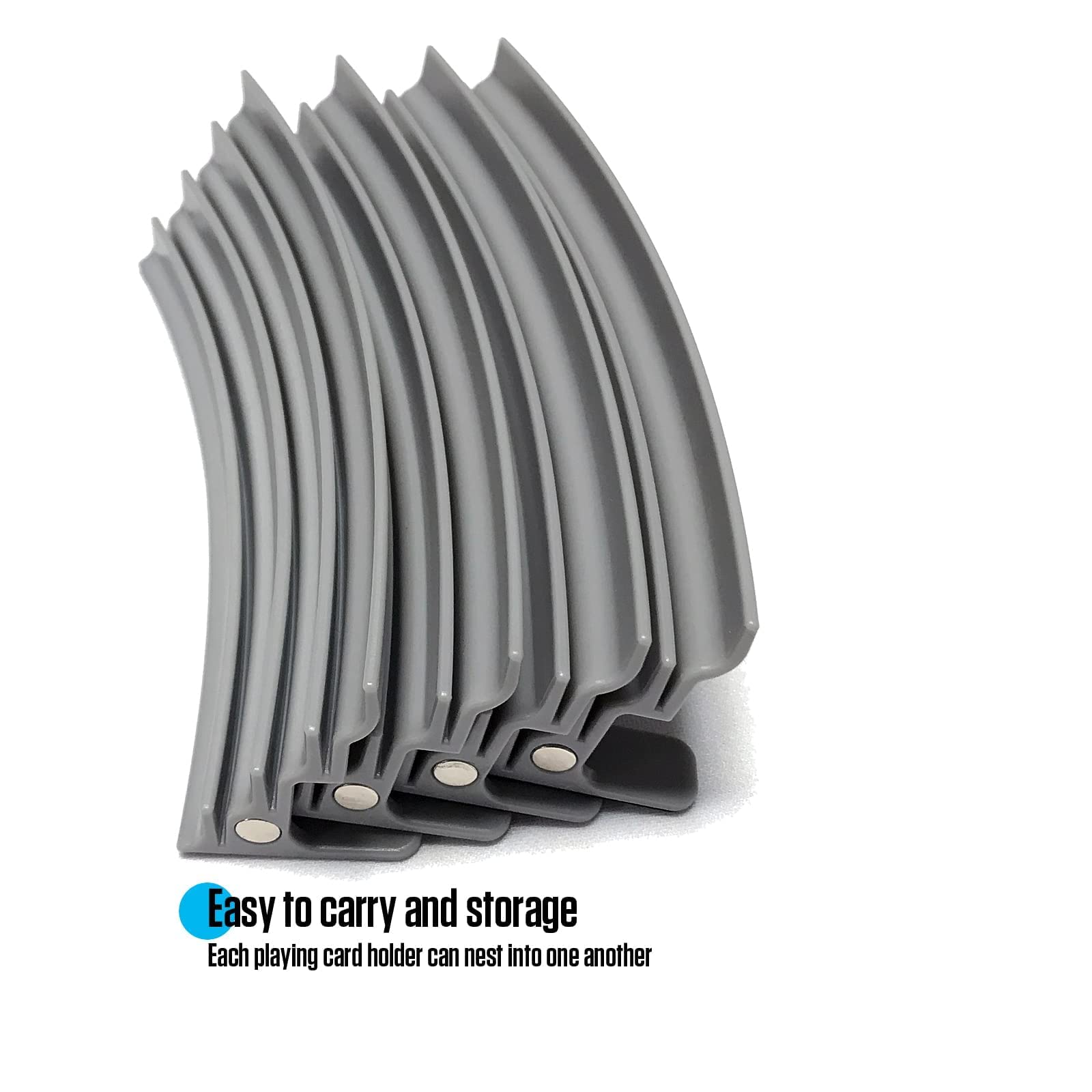 BRADYS HOUSE - Extendable Plastic Playing Card Holder Set of 4 (Grey), Card Holders for Card Games