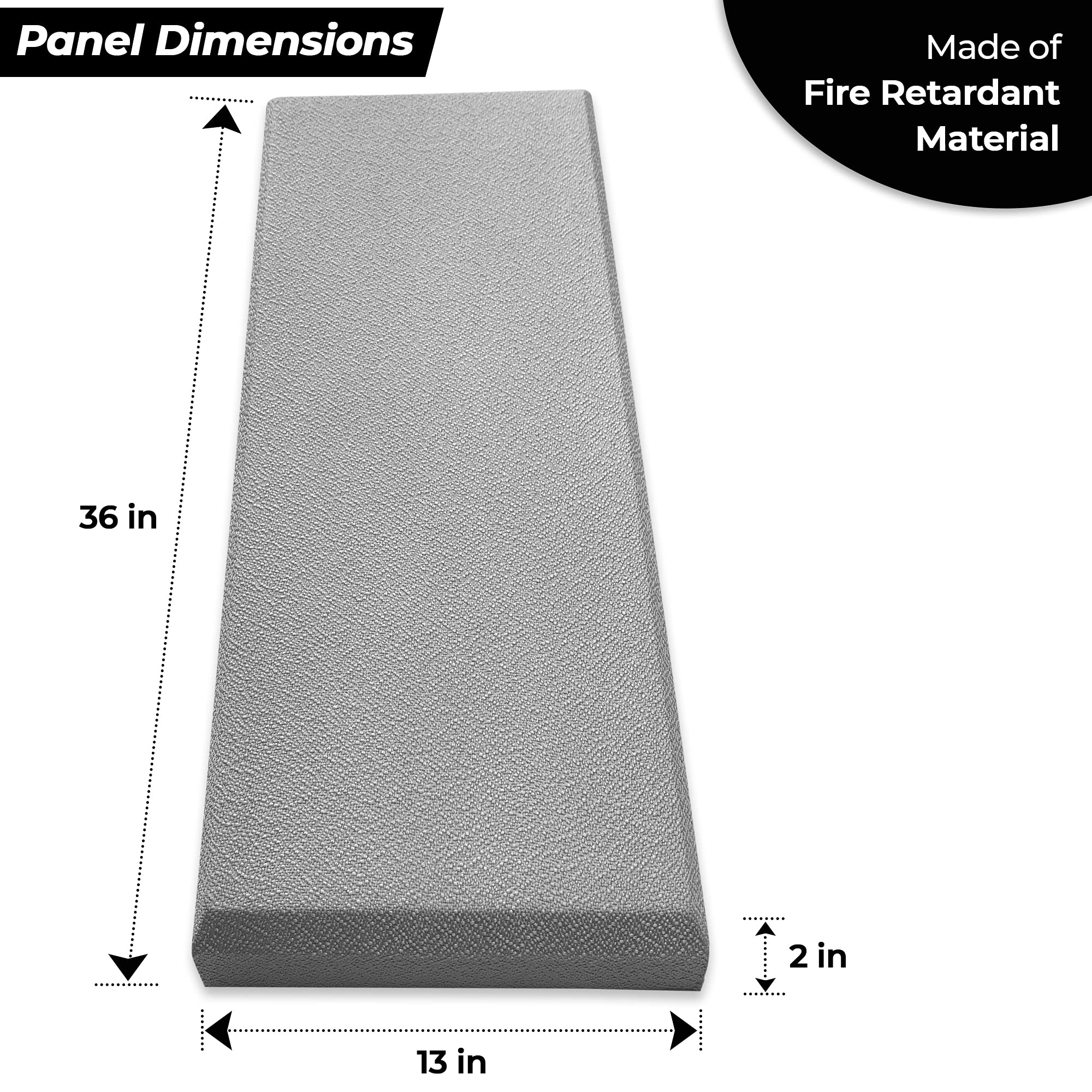 Acoustic Panel White | Fiberglass 2-pack | Professional sound absorbing Panel | Decorative sound proof panel | wall panel (36x13x2 in) - White