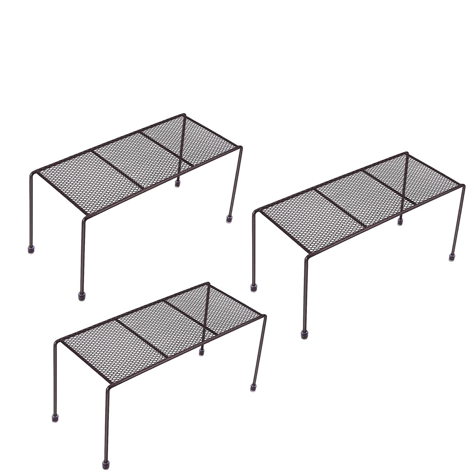 AKAZA Mini Mesh Kitchen Shelves,Cabinet Storage Shelf Rack, Cabinet Organization,Kitchen Bathroom Pantry Cupboard Desk Home Office, Fridge, Bathroom Cupboard, Non-Slip Plastic Feet (3, Black)