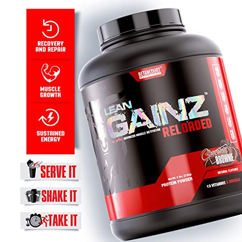 Betancourt Nutrition Lean Gainz Protein Blend, Natural Protein, Carbohydrates, Saturated Fatty Acids, Powder 5.3 lb. (16 Servings), Chocolate Brownie