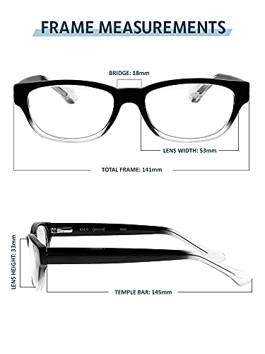 Clear Glass Reading Glasses Real Glass Lenses in Stylish Acetate Frame Available in Reading Magnification +0.25 to +3.00 (+2.75)
