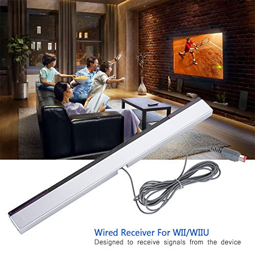 ASHATA Game Console Sensor Bar, Replacement Wired Infrared Signal Ray Sensor Bar Wired Receiver for Game Console, Includes Clear Stand