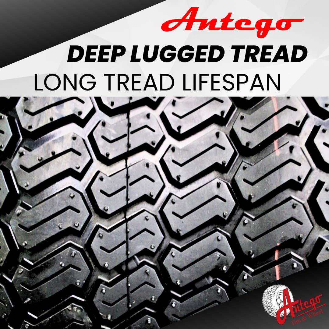 Antego Tire & Wheel - Set of Two 18x9.50-8 4 Ply Tire & Wheel Assemblies | White 8x7 Wheel | Direct Replacement for Toro/Exmark 110-6883, 120-2249 | Suitable for Golf Carts & Some Craftsman Mowers