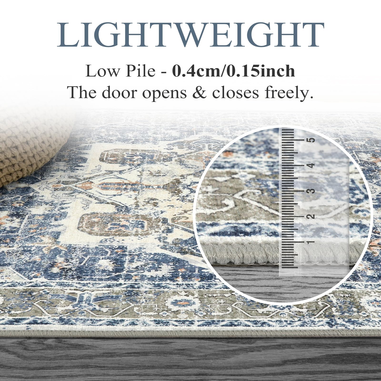 Lahome Boho Door Mat Indoor Entrance, 2x3 Rugs for Entryway Washable Non Slip Small Rugs for Bedroom Throw Thin Kitchen Rugs Bathroom Mats, Blue Medallion Print Doormat Carpet for Office Entrance