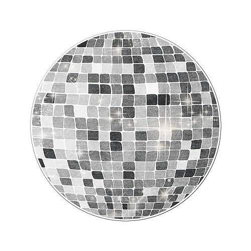 Round Area Rugs,Disco Super Soft Retro Non-Slip Carpet Door Mat for Bathroom Bedroom Bath Bedside Floor Mats (Grey,4 Feet)…