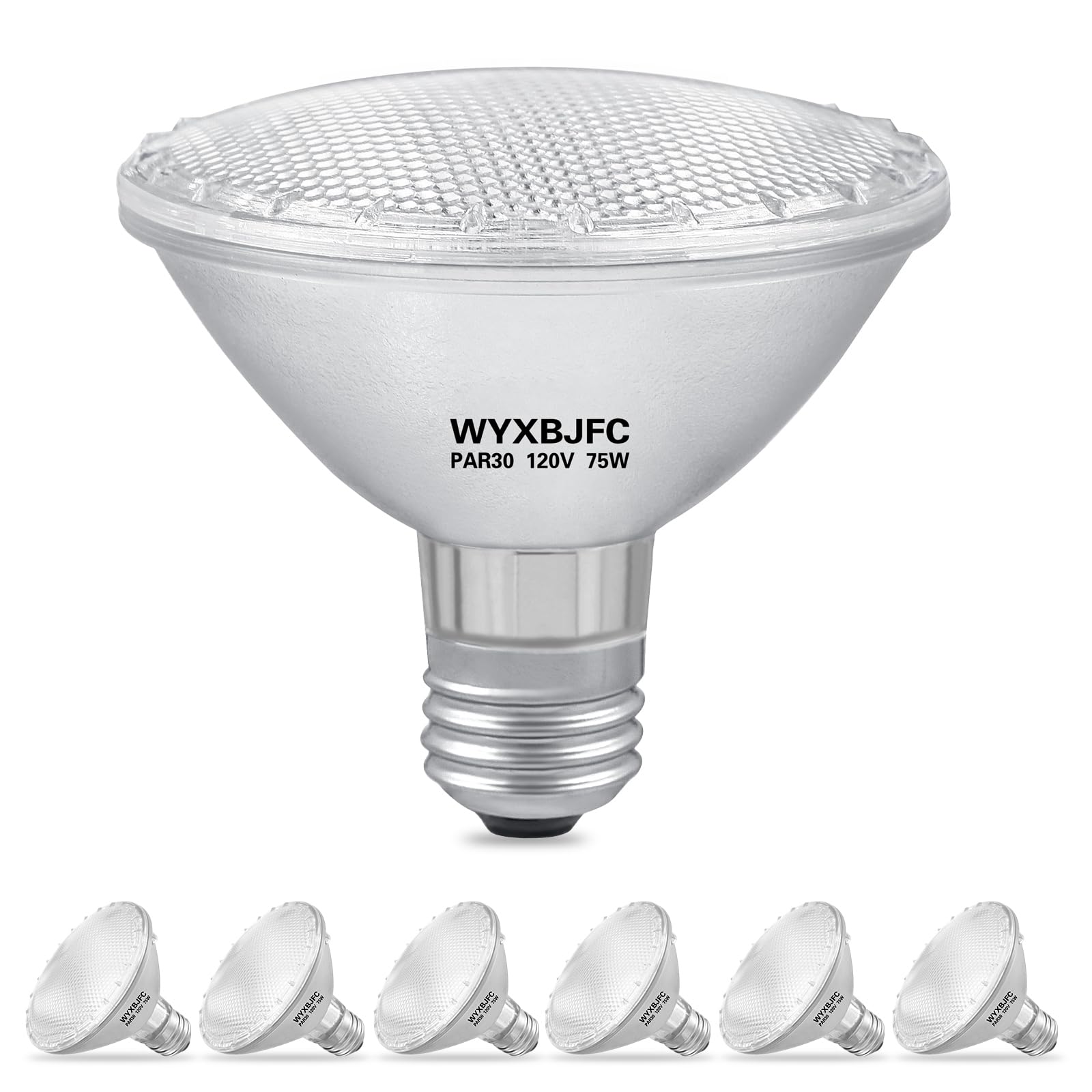 WYXBJFC Par30 75W Halogen Light Bulbs - 6 Pack Short Neck Halogen Flood Light Bulbs, 3000K Warm White, Dimmable Long Lasting Halogen Bulb with E26 Medium Base for Recessed Light Bulb, Track Light