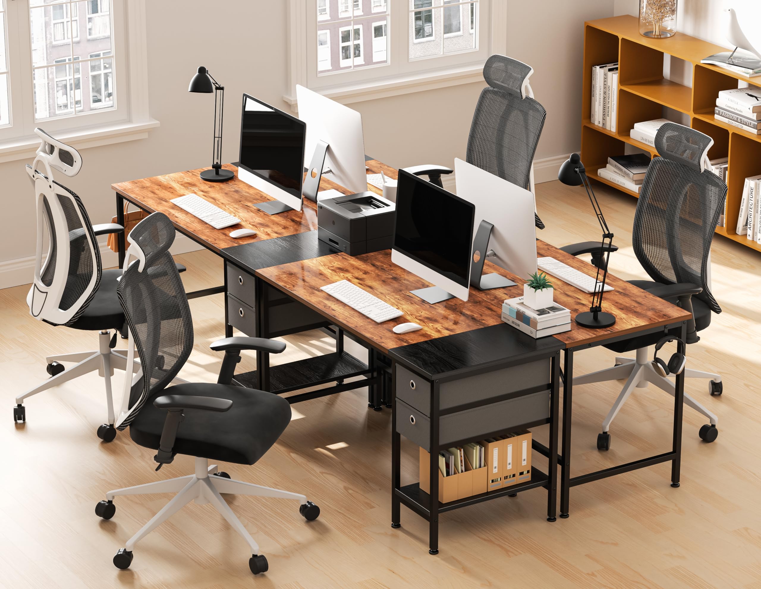 HOMIDEC Office Desk, Computer Desk with Drawers 47" Study Writing Desks for Home with Storage Shelves, Desks & Workstations for Home Office Bedroom