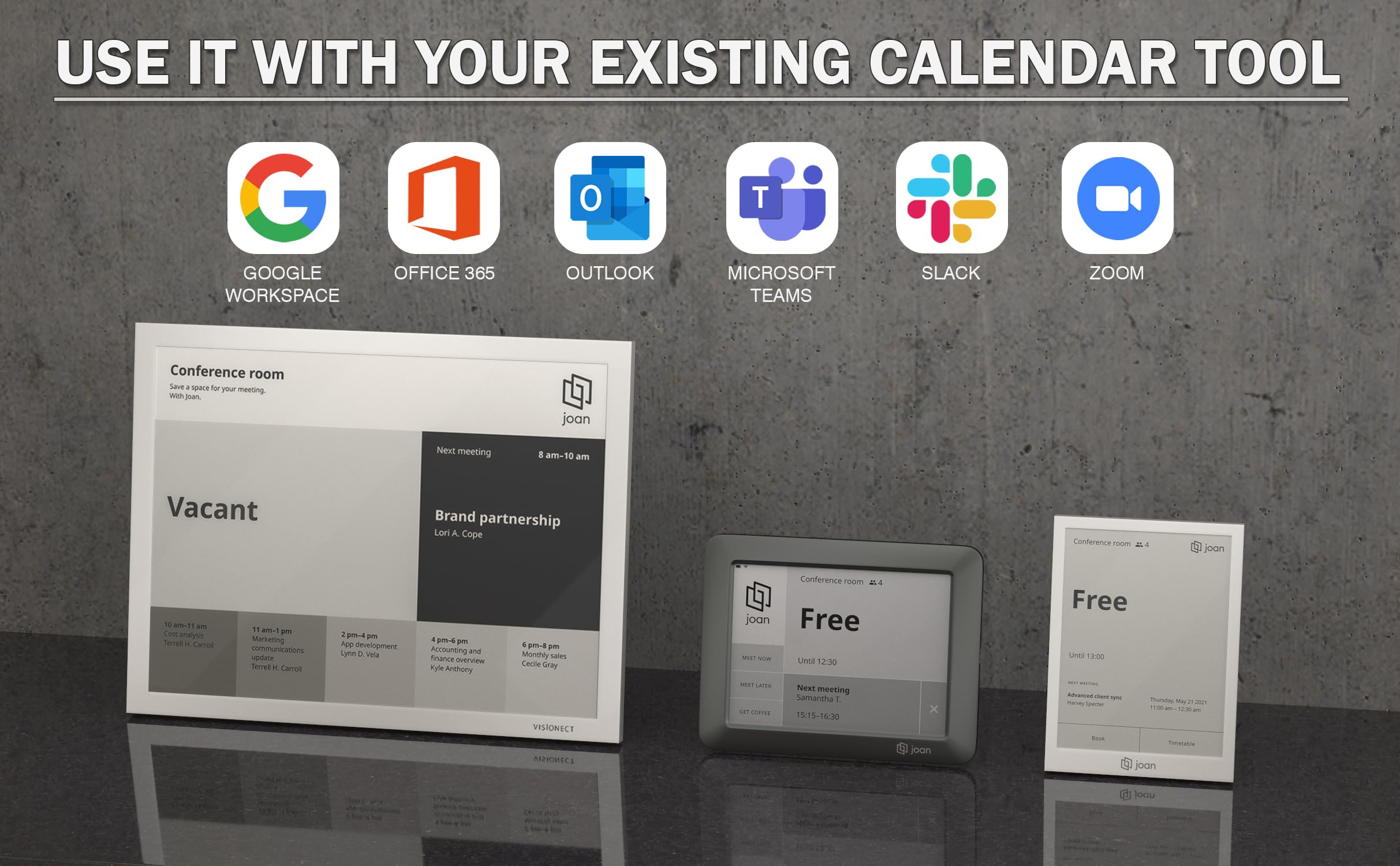 Joan 13 Gray: 13.3" E Ink Screen, Custom Calendars, Sustainable Design. Elevate Meetings and Enhance Your Workspace