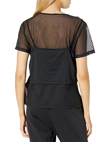adidas womens Power 2 In 1 Tee Black/White Medium