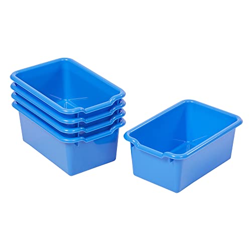 ECR4Kids Scoop Front Storage Bin, Multipurpose Organization, Blue, 5-Piece