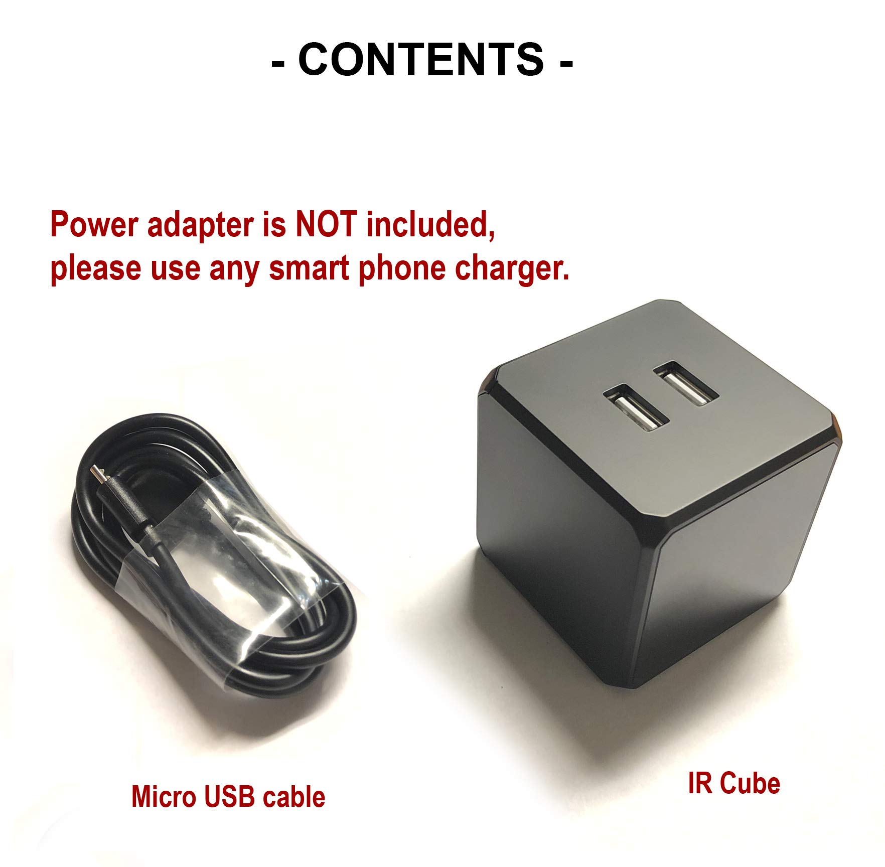 Total Invisible Covert 940nM IR Charging Cube with Light Sensor (6 High Power LED Illuminator Array) 30ft Range, 150 deg, 5VDC