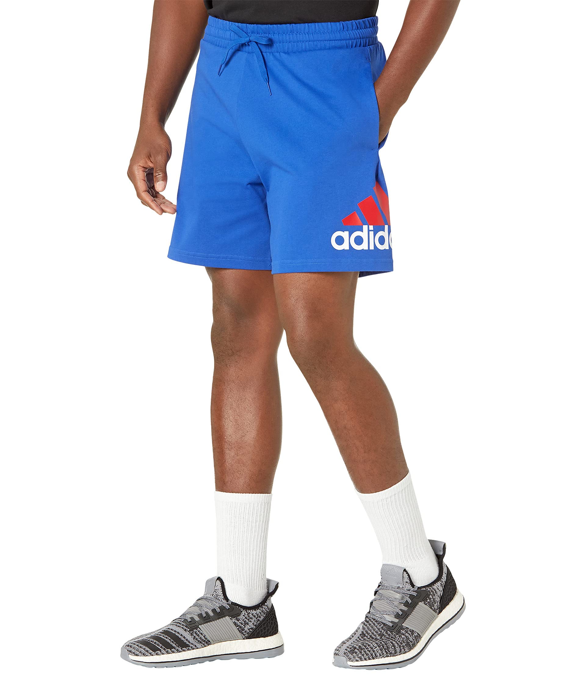 adidas Men's Tall Size Essentials Logo Shorts, Bold Blue/Scarlet/White, Small/Long