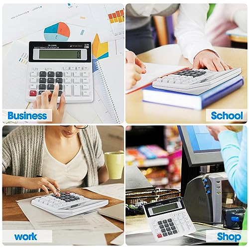 Calculator, BviFioX Desk Calculator, 12 Digit Large LCD Display, Solar and Battery Office Calculator, Large Keys, Standard Function for Daily Use in Home and Office (CT-200ML)