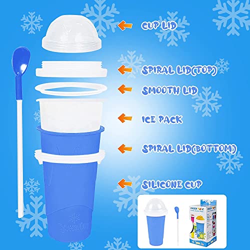 cdbz Slushy Cup Slushie Cups,Slushie Machine Slushy Maker Cup,Slushie Cup Maker Squeeze Slushy Machines,Frozen Magic Slushy Cup 2 Pack, Ice Cream Maker Cool Stuff for Juices and Drinks(Blue+Green)