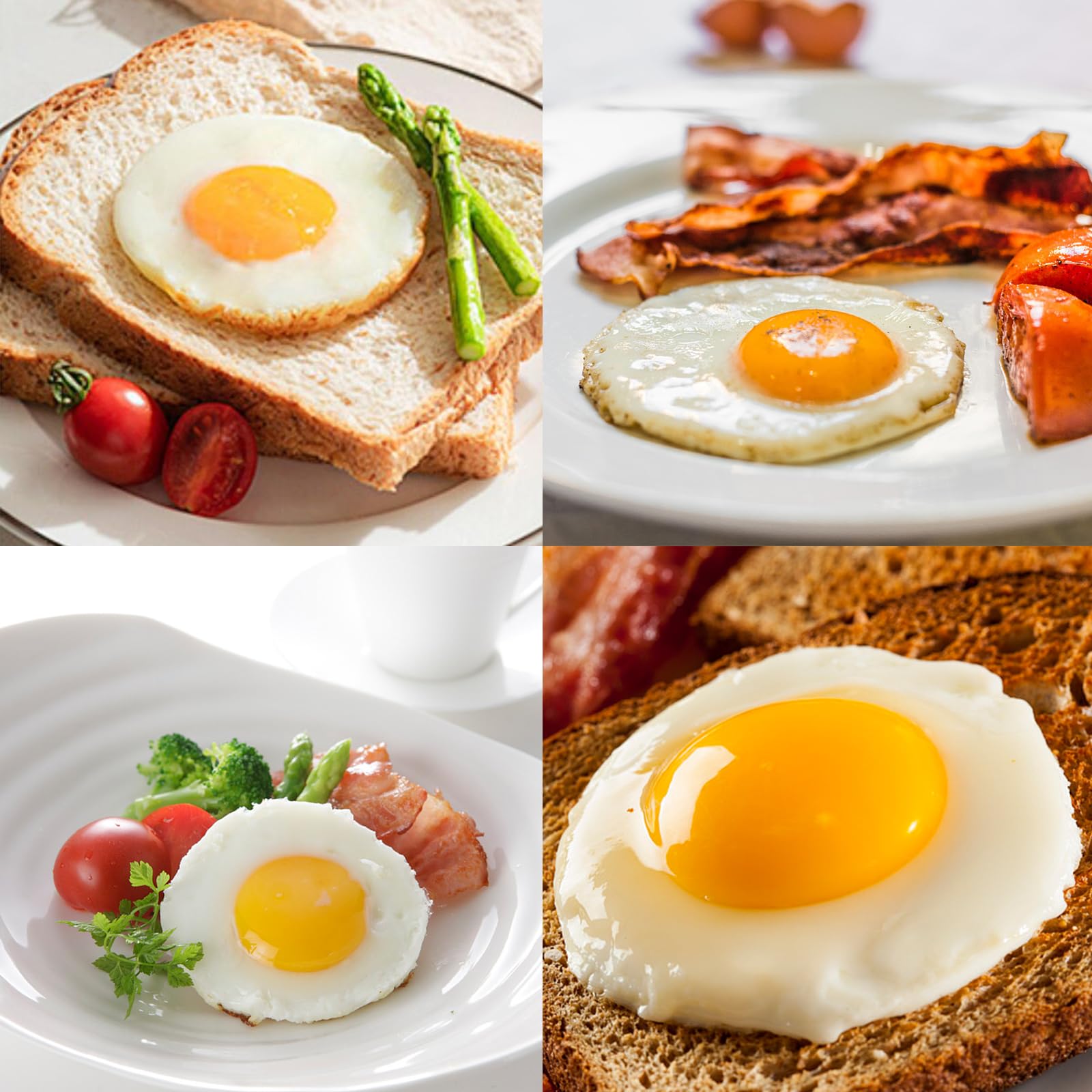 YOLCAR Egg Ring Set, Silicone Egg Ring Molds, Fried Egg Rings and Non-stick Egg Cooker Ring, Multicolor, 4Pack