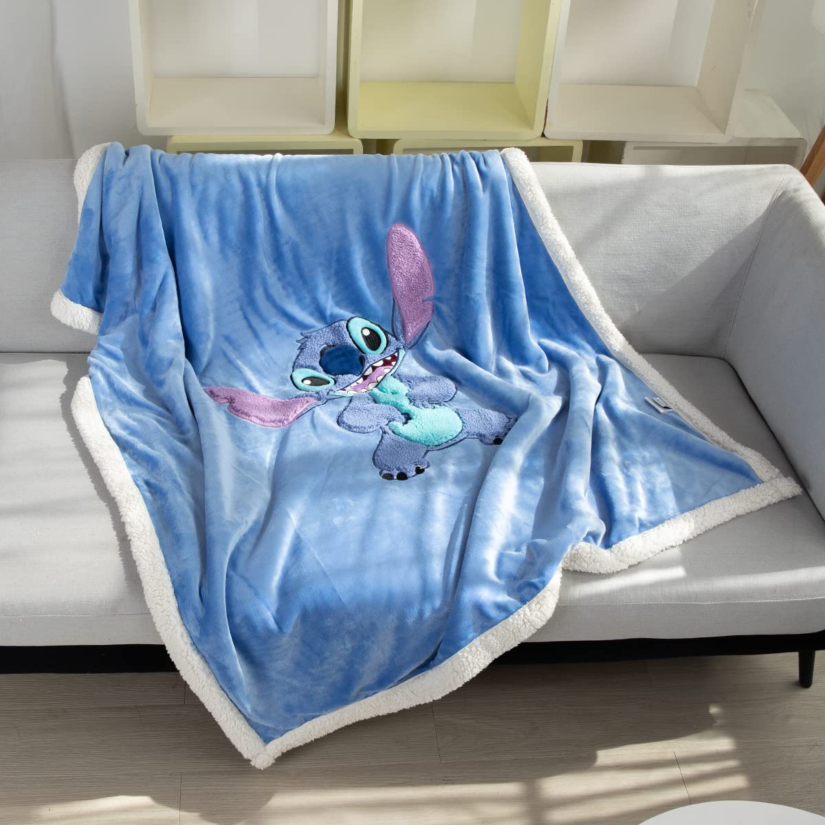 COSUSKET Kids Throw Blanket, 3D Cartoon Embroidery Sherpa Blanket Boys Girls Gifts