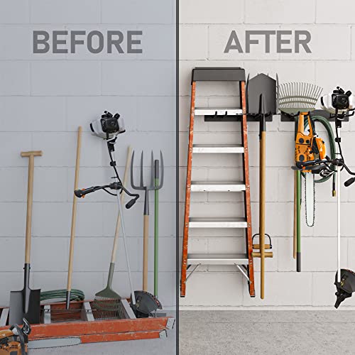 The Ultimate Garden Tool Organizer Racks For Wall Mount - Easy To Install Set of 2 Yard Tool Holders For Safe & Simple Garage/Shed Organization - Durable Utility Hangers For Shovels, Rakes & More