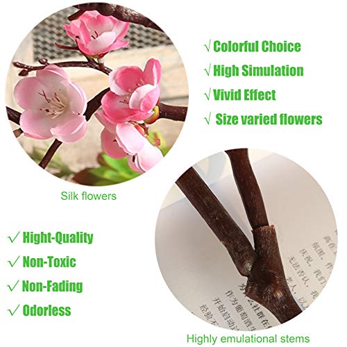 cn-Knight 3pcs Artificial Cherry Blossom Branches,37 Inch Long Stem Silk Plum Blossom with Buds,Realistic Japanese Apricot for Home Décor Centerpiece Wedding Bouquet,Pink