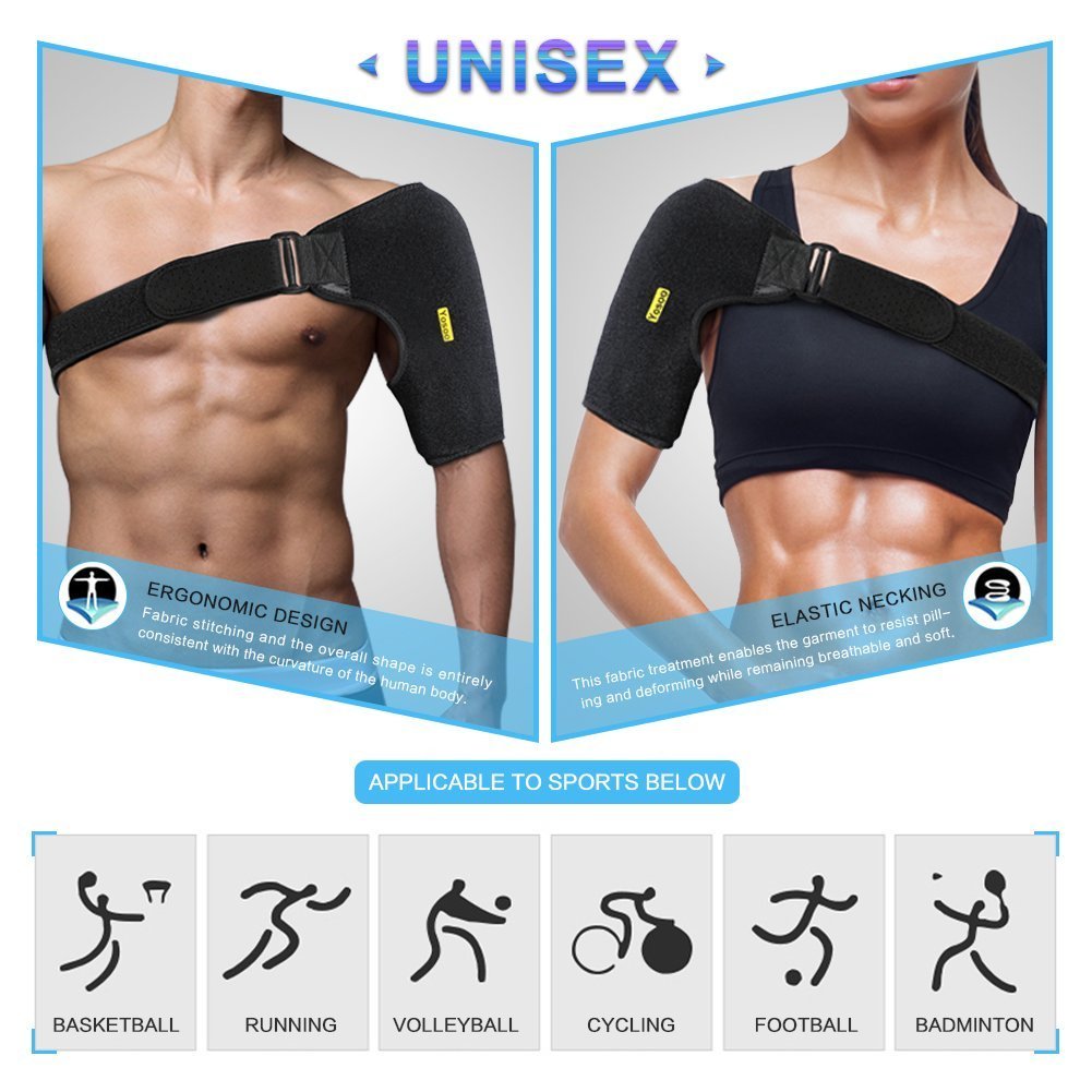 Adjustable Neoprene Shoulder Brace Support for Rotator Cuff Injury Prevention and Recovery,Unisex,Can be Worn on Left or Right Shoulder