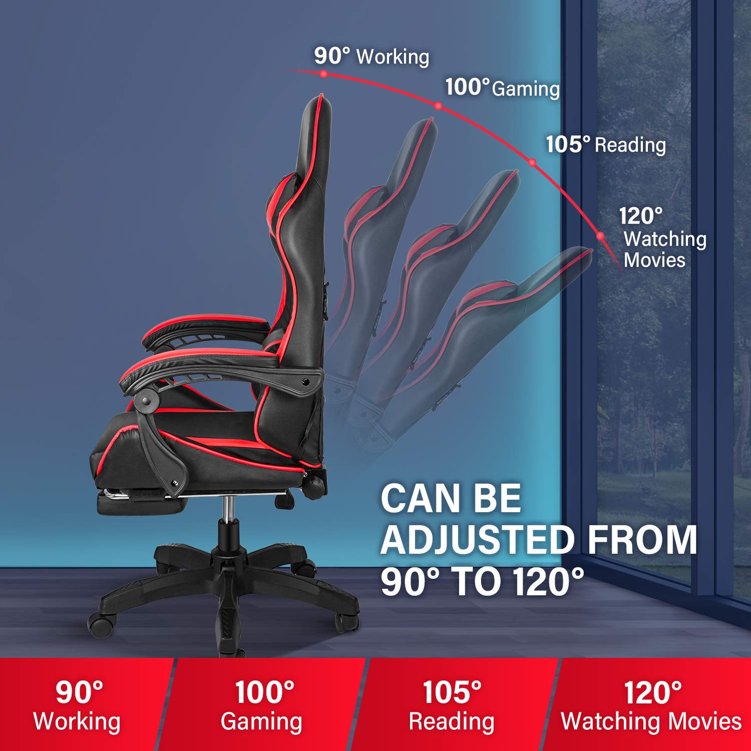 Gaming Chair,Ergonomic Office Chair,High Back Computer Chair,Adjustable Swivel Leather Desk Chair,Mesh Task Chair with Headrest and Lumbar Support
