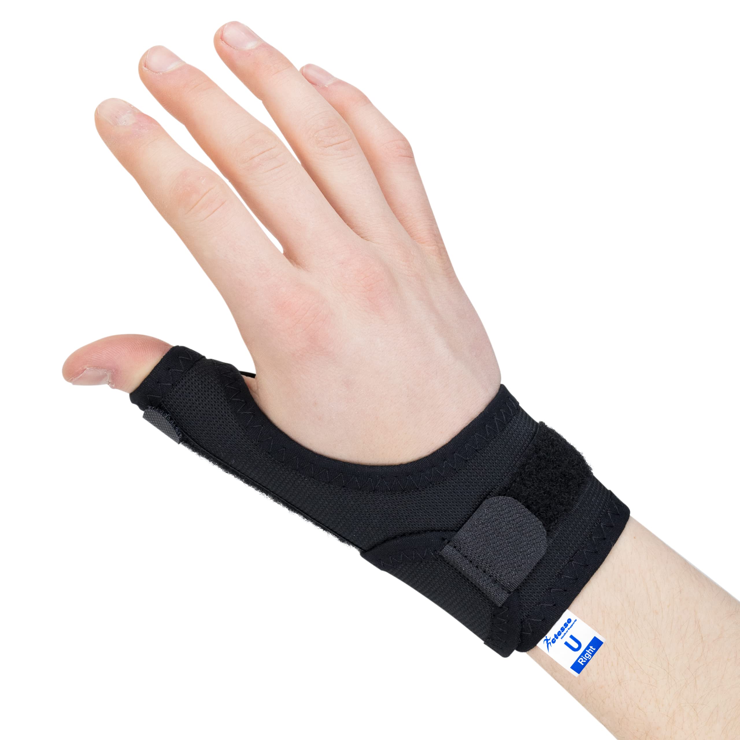 Actesso Elastic Thumb Support Brace - Thumb Splint for Thumb Injury, Tendonitis, De Quervain's, and Sprains. Left or Right Available (One Size, Left)