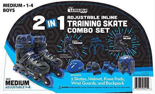 Chicago Skates Training Set Black/Blue MD (1 Little Kid - 4 Big Kid)