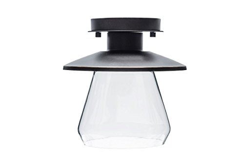 Globe Electric 64846 1-Light Semi-Flush Mount Ceiling Light, Oil Rubbed Bronze, Clear Glass Shade, Ceiling Light Fixture, Light Fixtures Ceiling Mount, Bedroom Lights for Ceiling, Dining Light Fixture