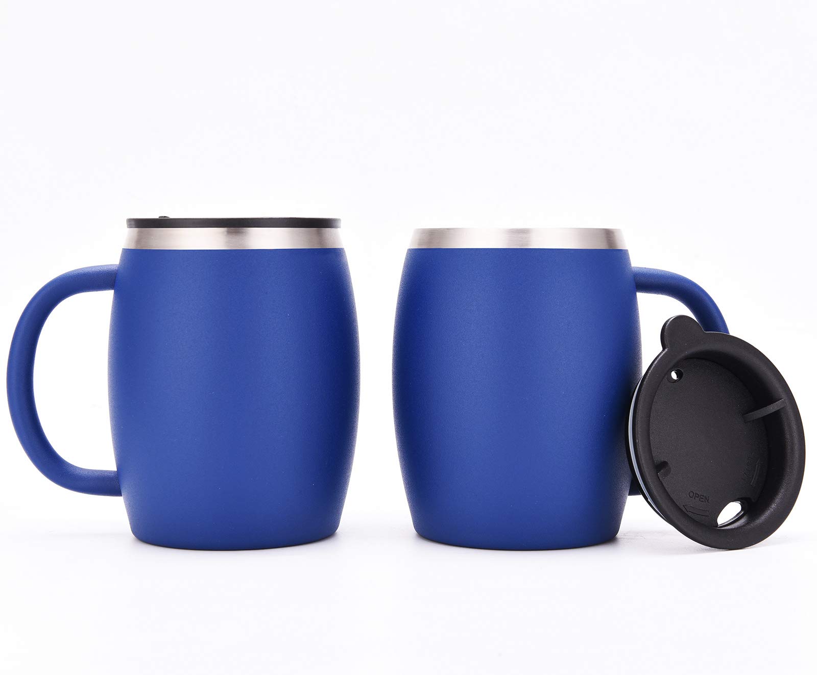 CHILLOUT LIFE Stainless Steel Insulated Coffee Mugs Set of 2 (14oz) β Double Wall Coffee Cups With Spill Resistant Lid & Strong Handle β Shatterproof Cups for Cold Drinks & Hot Beverages