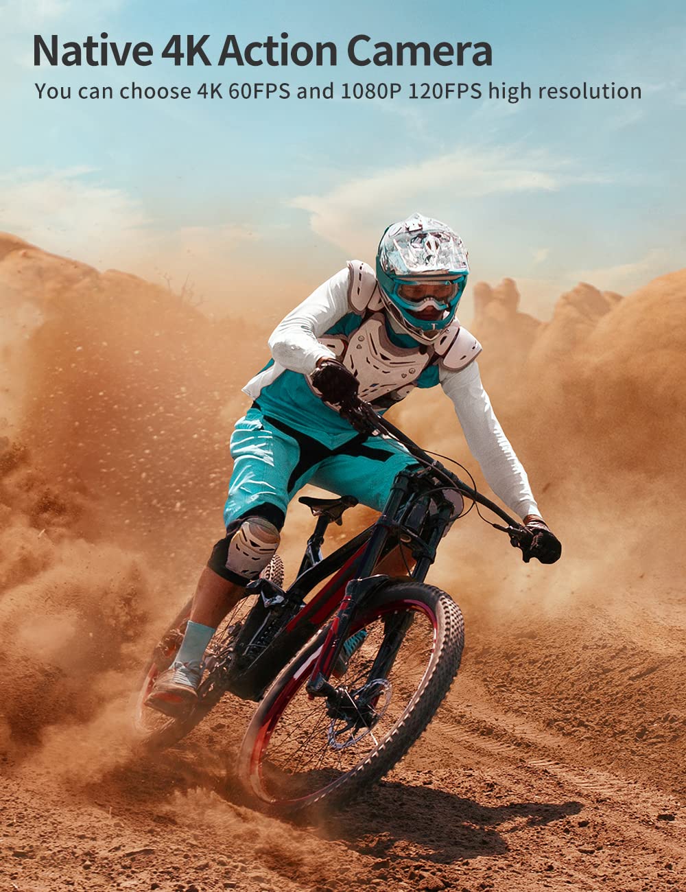 Action Camera 4K 60FPS 8Meters Bare Metal Waterproof Underwater Camera with 6-axis EIS Stabilization,170° Touch Screen Sport Camera with Multiple Functions, Two 1350mAh Batteries