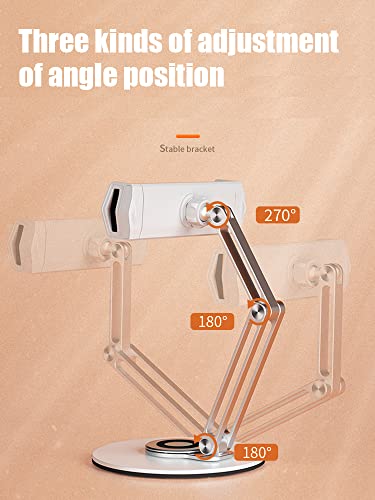 Cell Phone Stand, Adjustable Phone Holder, Rotatable 360 Degree Base Phone Stand for Desk, Adjustable Two Riser Foldable Phone Mount Compatible with iPhone Pro, XR, Plus, Samsung Galaxy, Google Pixel