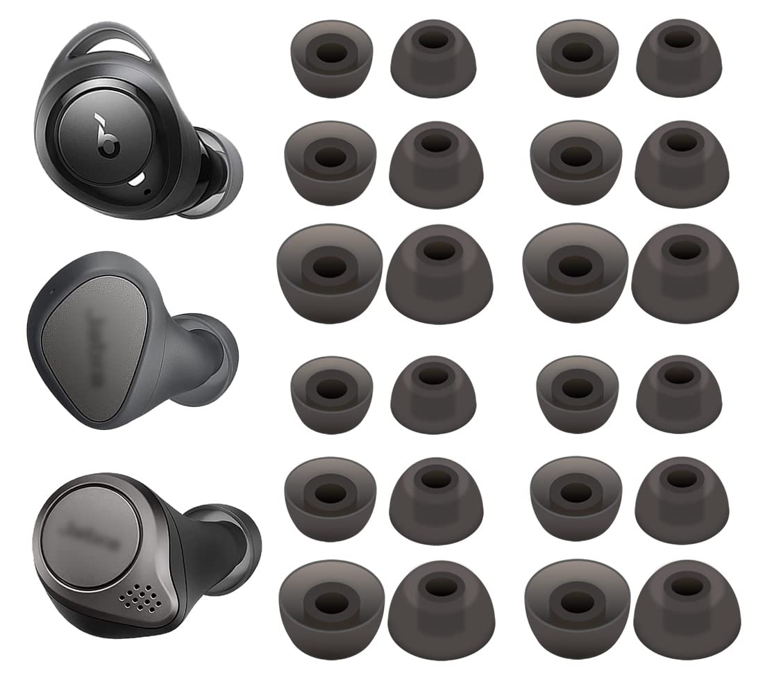 A-Focus [12 Pairs] Compatible with Anker Soundcore Life & Liberty Series Ear Tips, L/M/S Inner Hole 4mm Replacement Silicone Earbuds Gel Compatible with Jabra Elite 3/7 / 65T / 75T, 512 Gray