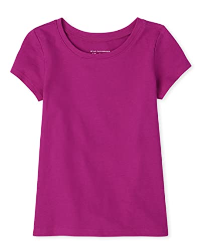 The Children's Place baby girls And Toddler Short Sleeve Basic Layering T-shirt T Shirt, Aurora Pink Single, 5T US