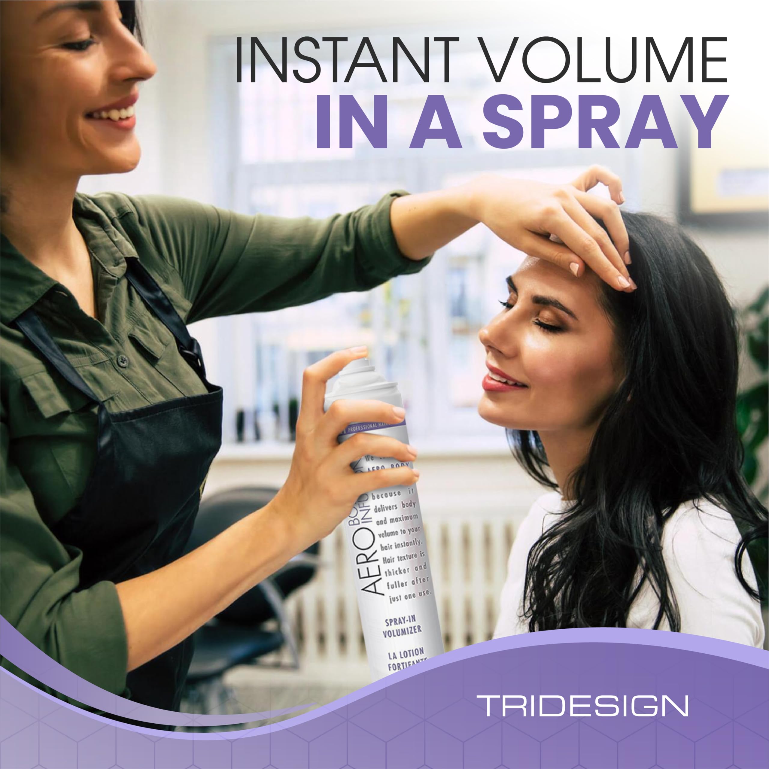 TRI Design Aero Body Infusion Spray-In Volumizer - Achieve Maximum Volume & Enhanced Texture, Weightless Formula for Root Lift & Fullness, Adds Body & Shine, Versatile Style for Hair- 10.5 oz