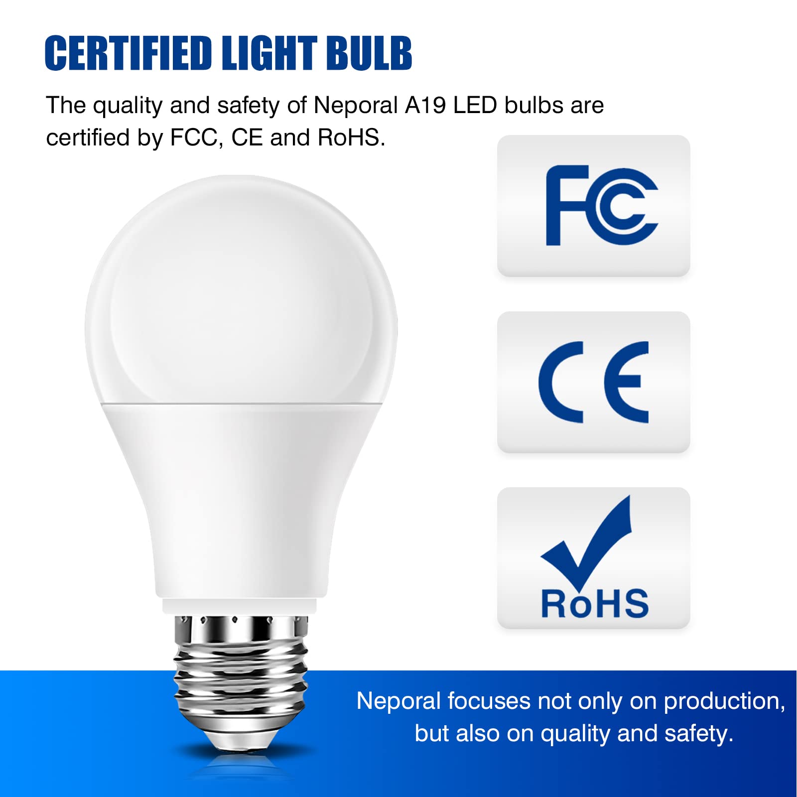 Neporal Garage Door Opener LED Light Bulb Universal A19 9W 60W Equivalent 6000K Cool White Ultra Bright E26 Base Compatible with Most Garage Door Openers Minimize Interference, Pack of 3