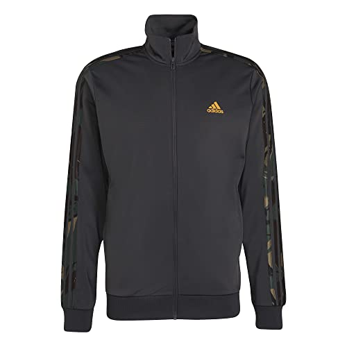 adidas Men's Warm-up Tricot Regular Camo Track Jacket, Solid Grey, Medium