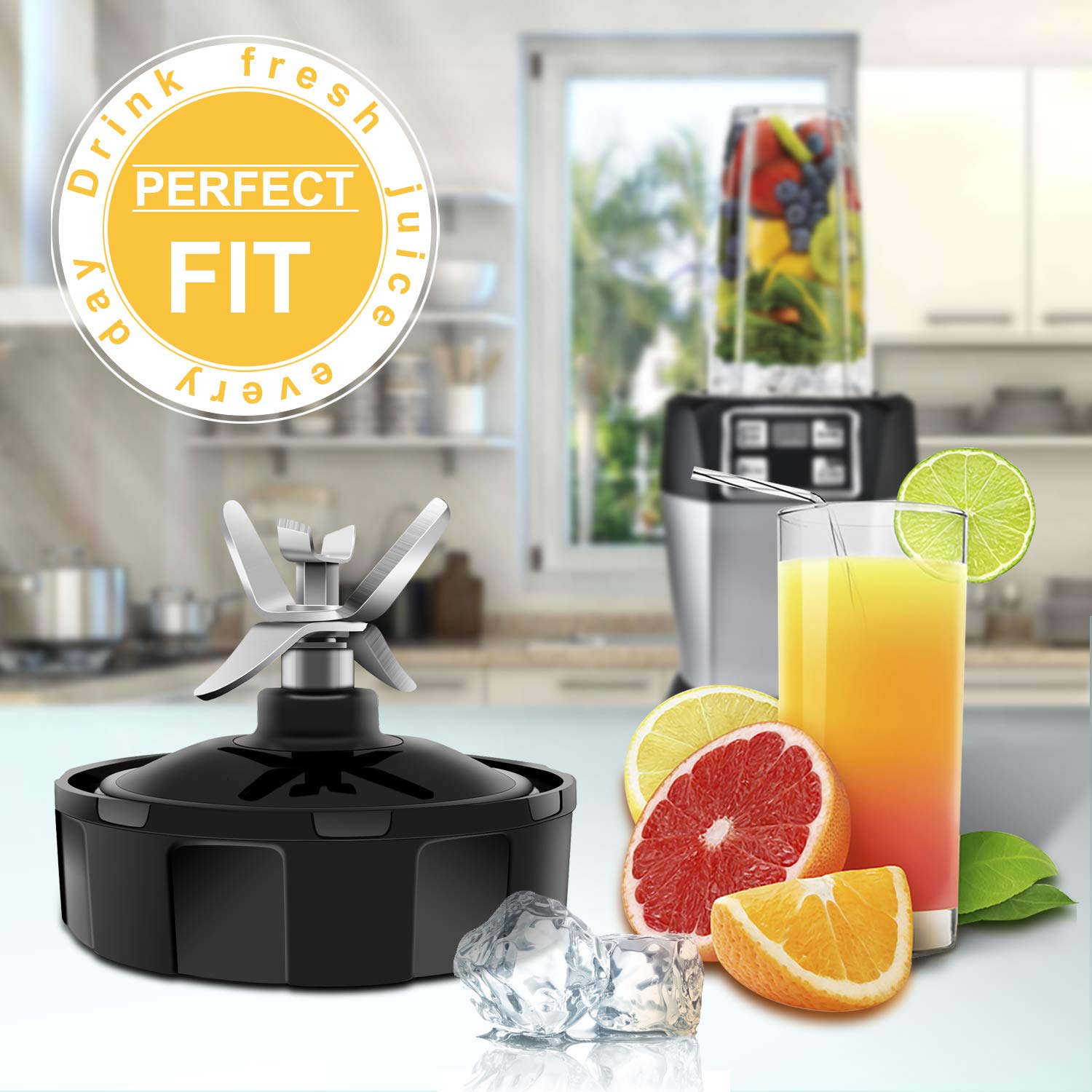 7 Fins Ninja Blender Blades Replacement,Nutri Ninja Blender Replacement Parts,Professional Extractor Blade Accessories for 32oz 24oz 18oz Cup Ninja Blender Auto iQ BL482-30 BL487 BL480D-30 BL486CO