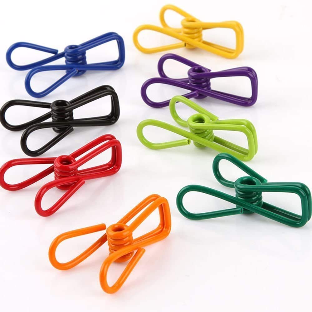 Chip Clips, 20 Pcs 2 Inch 10 Different Random Colors Utility Metal Clips PVC-Coated High Elasticity Good Persistence for Clothespins Paper Clips Food Clips Bag Clips Clothes Pins (Mixed Colors 20pcs)