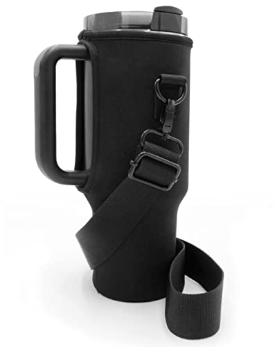 Fitted Sling Bag for Stanley 40 oz Tumbler with Handle, Protective Sleeve Replacement Cover with Shoulder Strap, 40oz Adventure Quencher Cup Accessories (Fits H2.0 FlowState with Straw Lid (Neoprene)