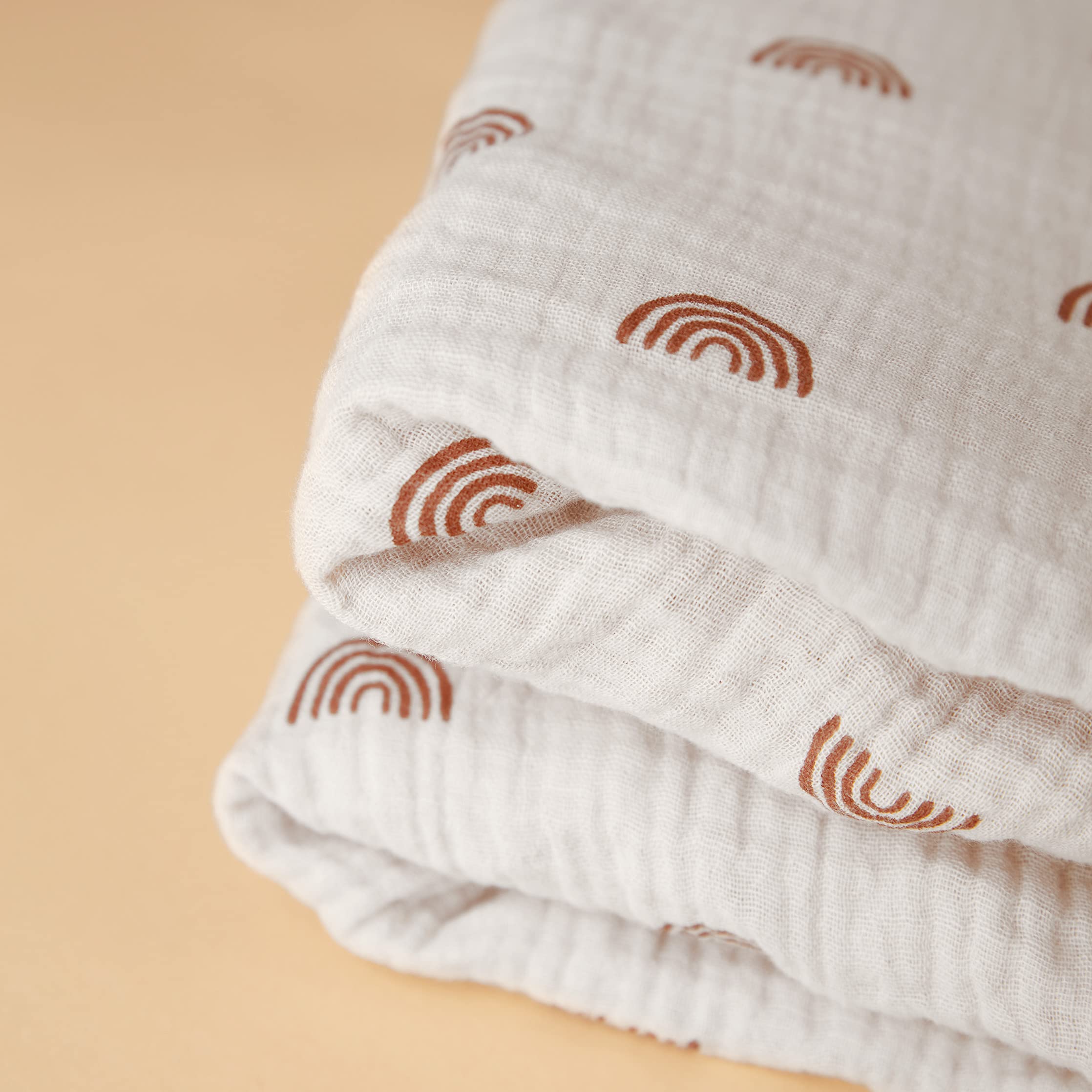 Chippi & Co Little Rainbow Tan Boho Muslin Cotton Fitted Crib Sheet for Baby Standard Size Mattress, boy and Girl Unisex Nursery Bedding 52x28x9''