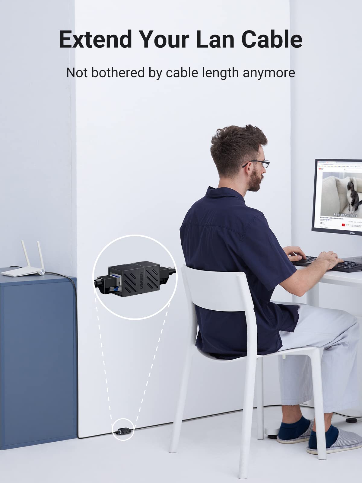 UGREEN RJ45 Coupler 2 Pack, Ethernet Extender 1000Mbps in Line Coupler Cat7 Cat6 Cat5e Cable Connector Ethernet Adapter Female to Female Black