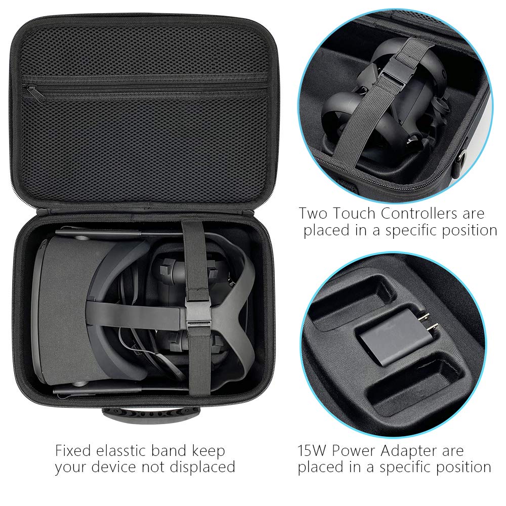 Carrying Case for Quest 2 & Oculus Quest, VR Gaming Headsets and Controllers Accessories, Hard Travel Case Protective Storage Case with Shoulder Strap Black