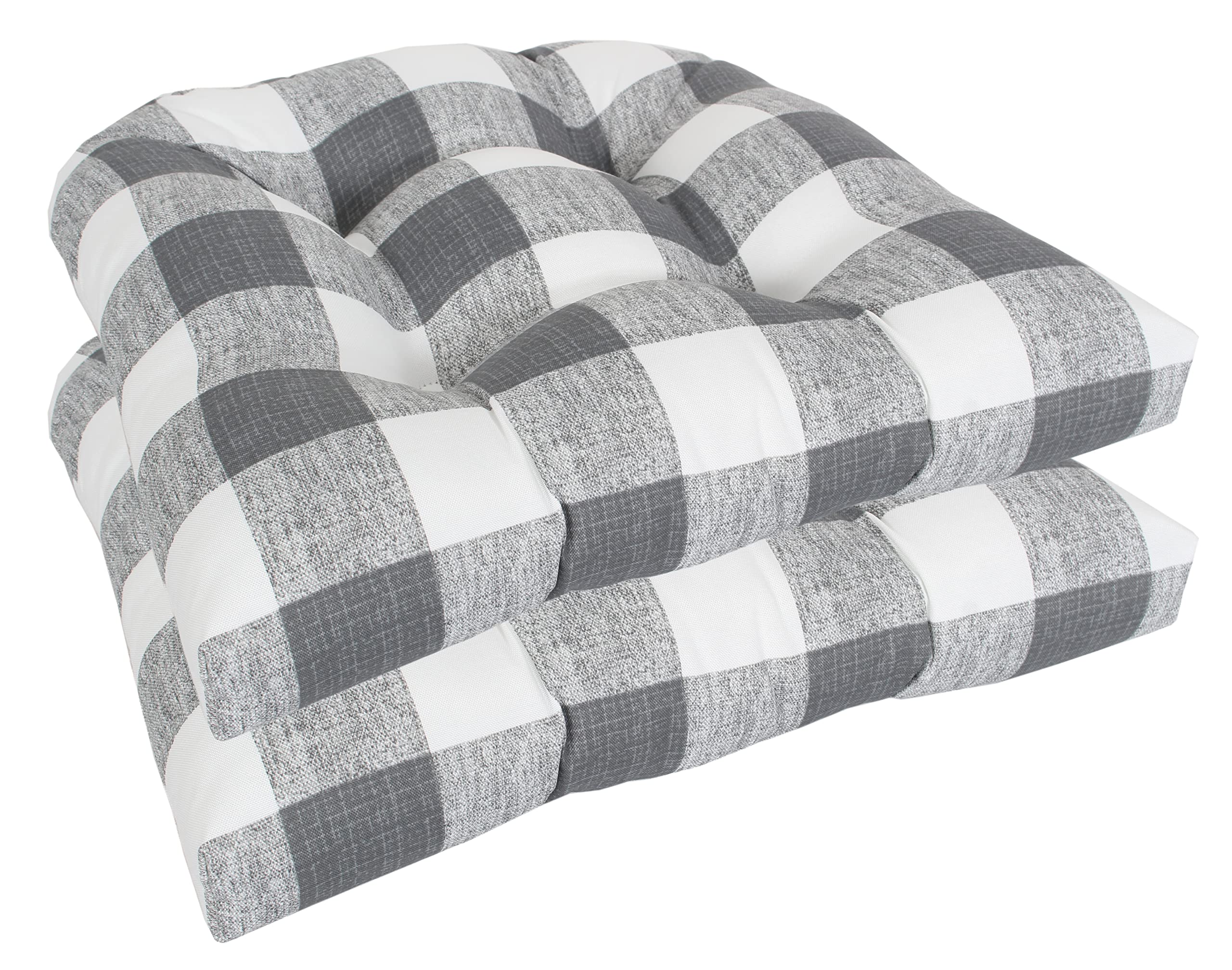 RULU Outdoor/Indoor Set of 2 Wicker Seats U Cushions 19"x19"x4" Patterson Stone, Gray