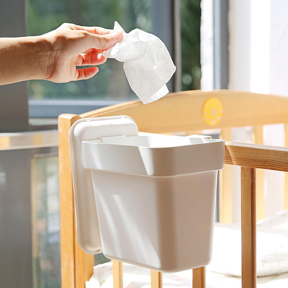 kaileyouxiangongsi 0.8 Gallon Hanging Small Trash Can with Lid for Cupboard/Bathroom/Bedroom/Office/Camping,Grey