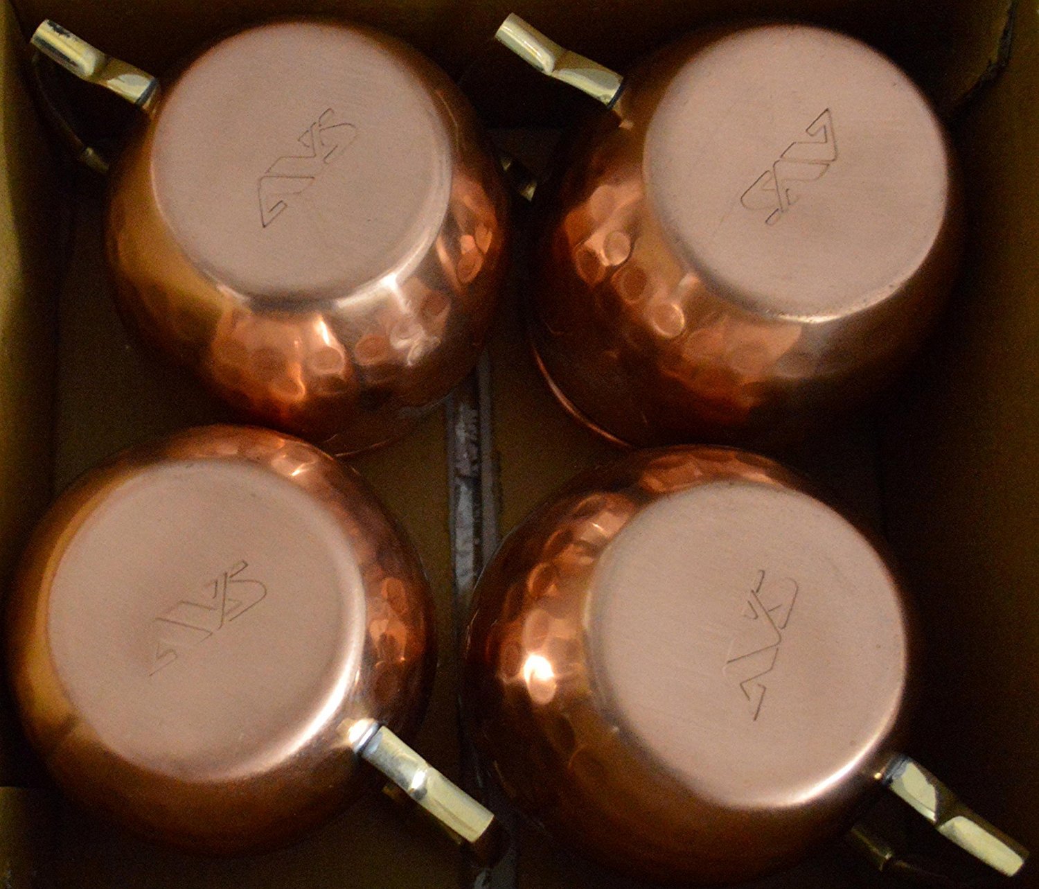 AVS Store Handmade Pure Copper Hammered Moscow Mule Mug (Pack of 4)