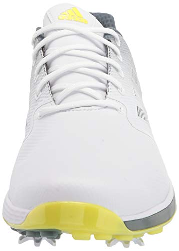 adidas mens Zg21 Golf Shoe, White/Acid Yellow/Blue Oxide, 10 US