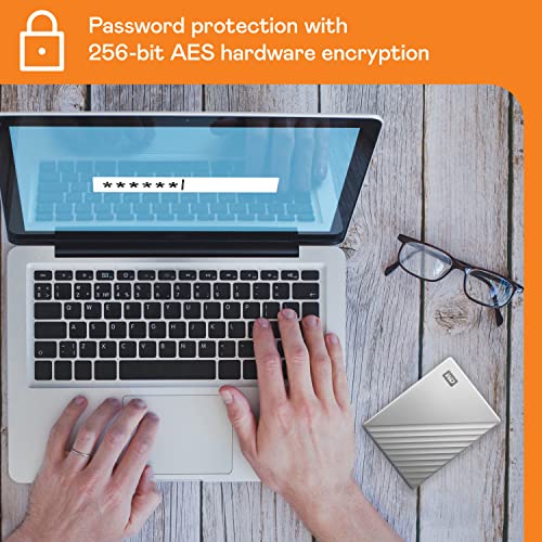 WD 2TB My Passport Ultra, Silver, Portable External Hard Drive, backup software with defense against ransomware, and password protection, USB-C and USB 3.1 - WDBC3C0020BSL-WESN