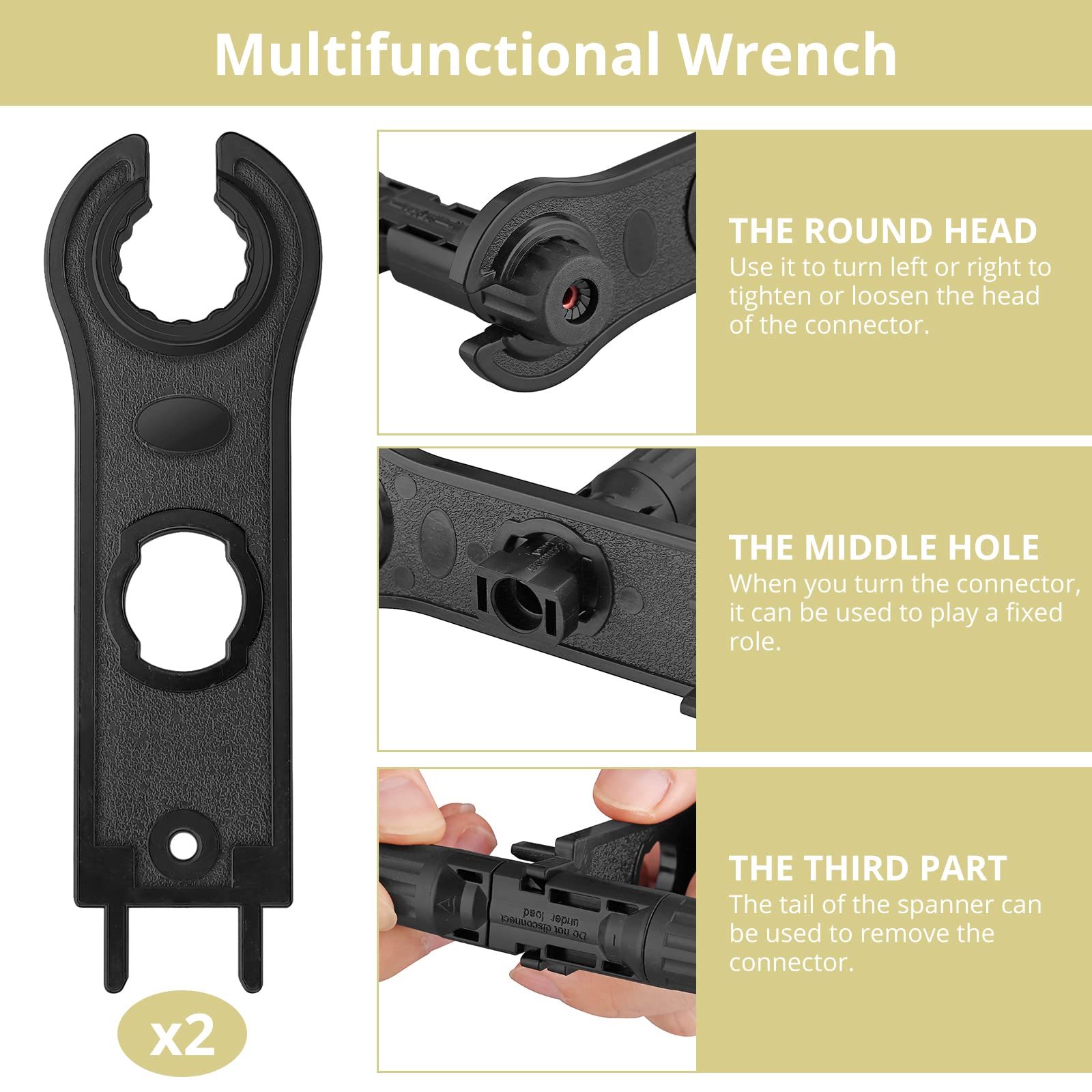 Anbte Solar Crimping Tool, Solar Crimper Wire PV Crimping Tool for 14-10AWG 2.5-6mm² Solar Panel Cables, 6 Pair Male Female Connectors 1 Pair Wrench, for Solar Photovoltaic System PV system
