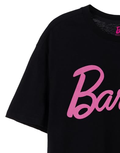 Barbie Women's Black Logo Tee | Iconic Brand | Fashionable Retro Top | Comfortable Fit Movie Merchandise - Small