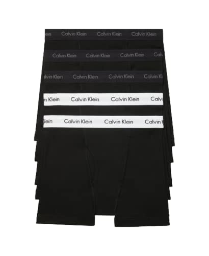 Calvin Klein Men's Cotton Classics 5-Pack Boxer Brief, 3 Black Bodies W/Black WB, 2 Black Bodies W/White WB, Large